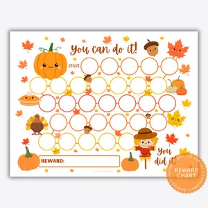 Fall Reward Chart: Pumpkin Potty Training, Kids Sticker Chart (PDF, PNG ...
