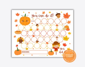 Autumn Pumpkin Reward Chart: Printable Sticker Chart (PDF) - Etsy