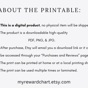 Monkey Reward Chart, Kids Printable Reward Chart, Potty Training Chart ...