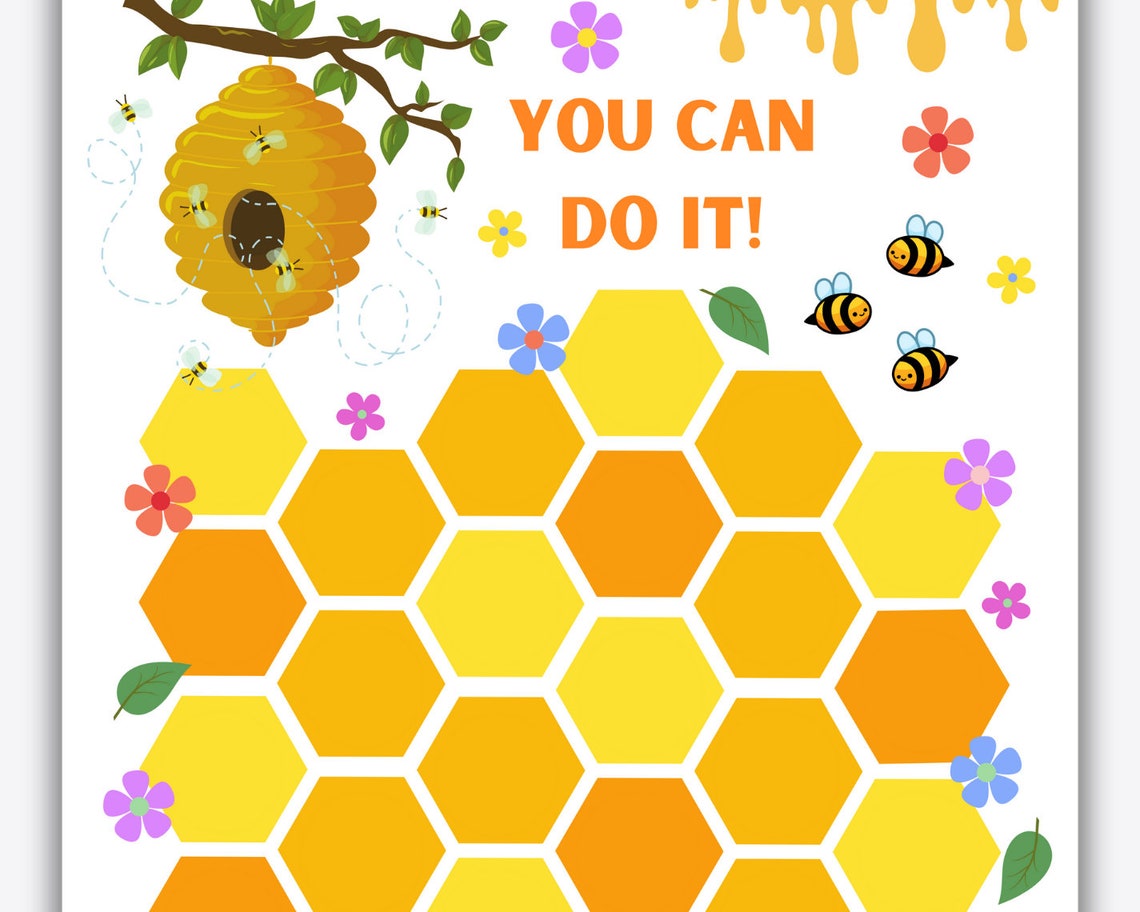 Printable Bee Reward Chart, Honey Bee Behavior Chart, Reward Chart Kids ...