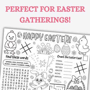 Easter Activity Placemat: Spring Coloring Page for Kids (PDF) - Etsy