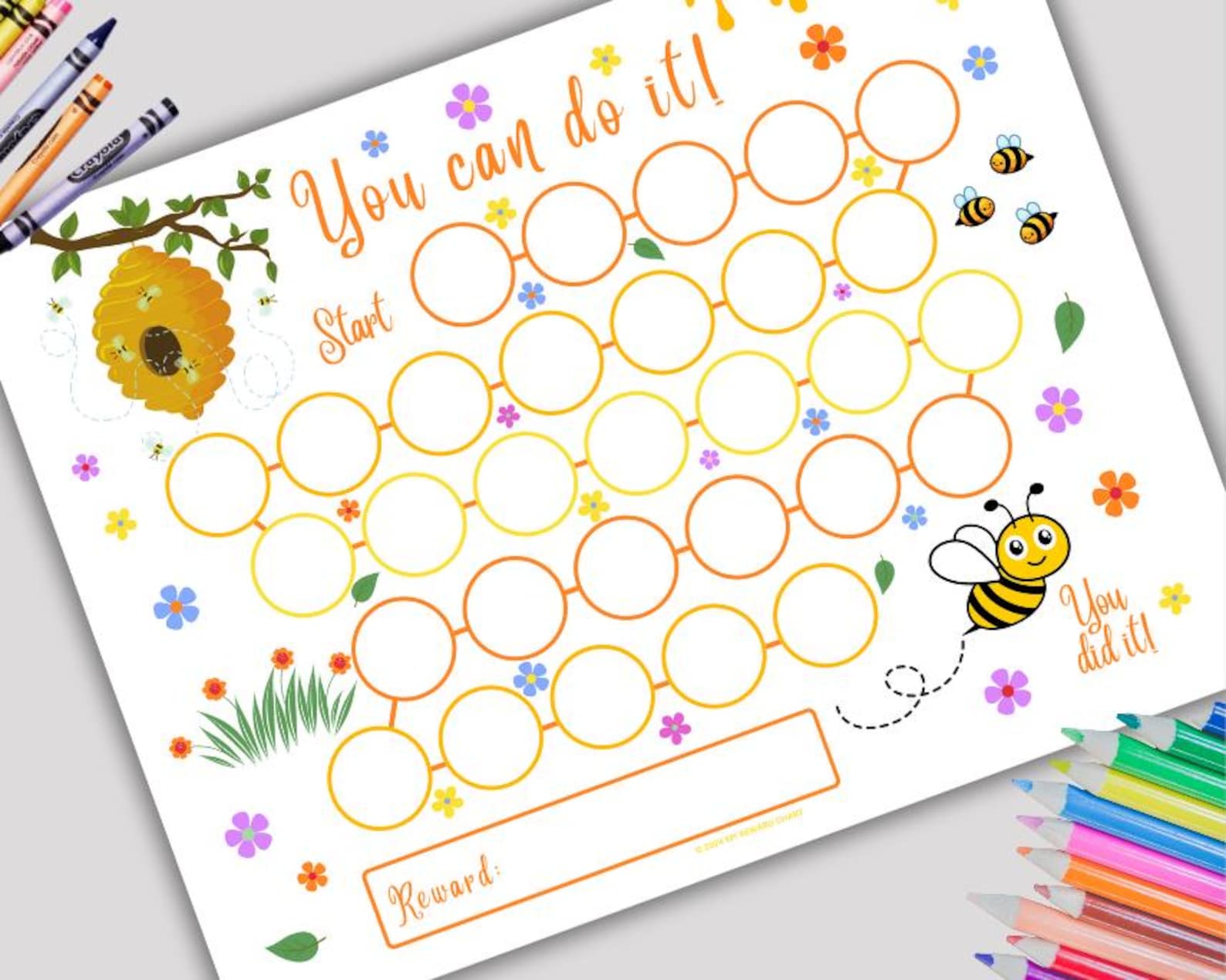 Printable Bee Reward Chart, Honey Bee Behavior Chart, Reward Chart Kids ...