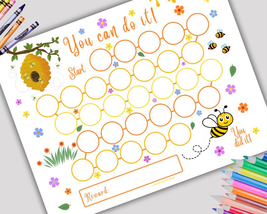 Printable Bee Reward Chart, Honey Bee Behavior Chart, Reward Chart Kids ...