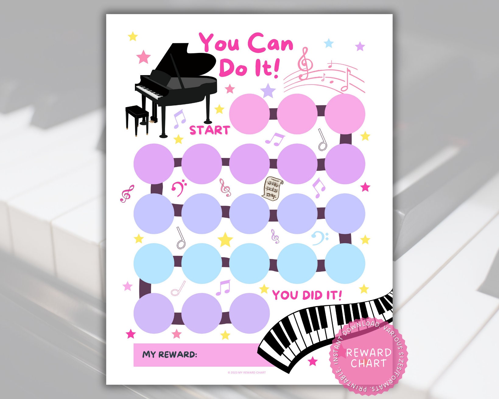 Printable Piano Practice Reward Chart for Kids (digital Download) - Etsy