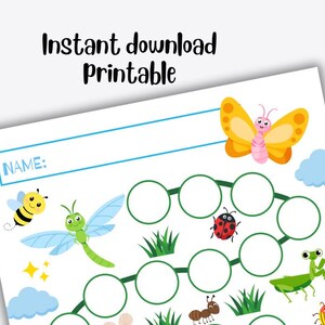 Bug Theme Reward Chart for Kids – Printable Insect Behavior Tracker ...