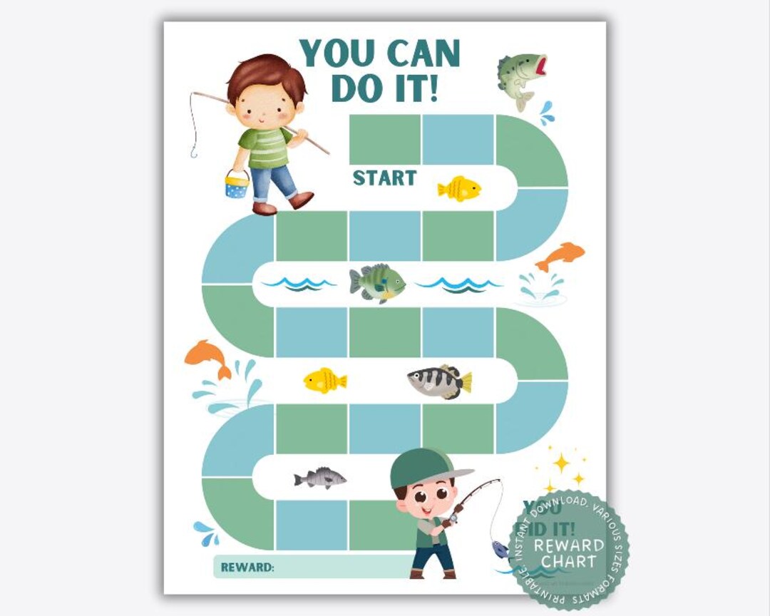Fishing Sticker Chart, Kids Reward Chart, Behavior Tracker, Preschool ...