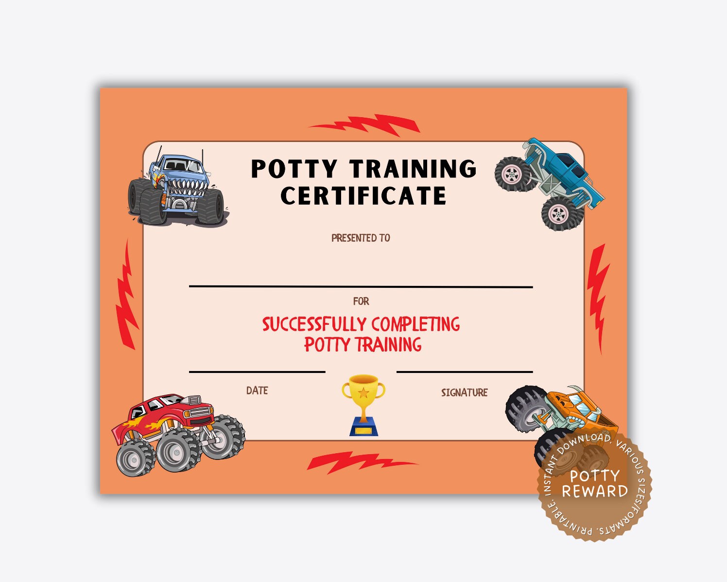 Potty Training Certificate, Toilet Training Diploma, Potty Training ...