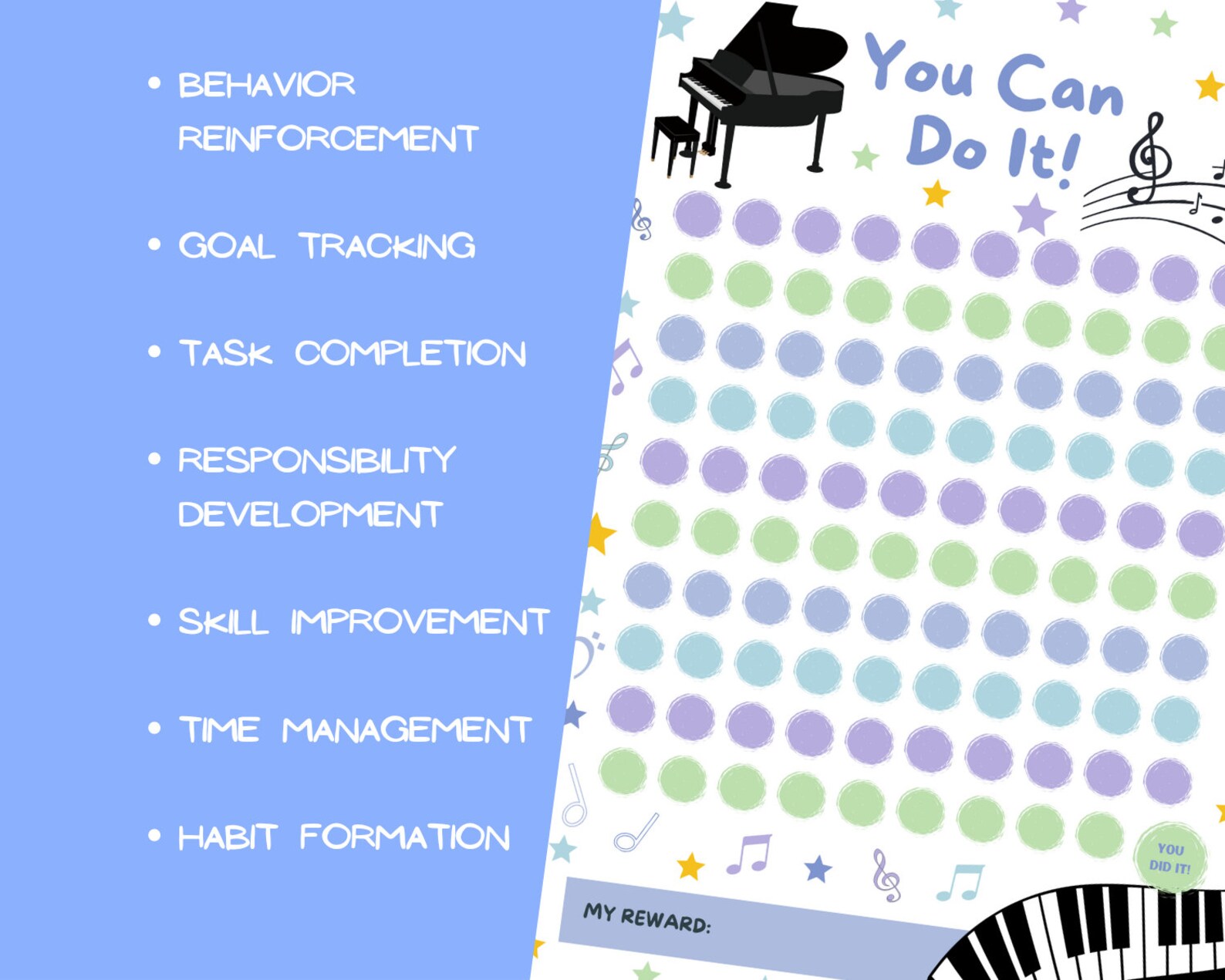 Printable Music Reward Charts, 100-day Practice Chart, Kids Reward ...