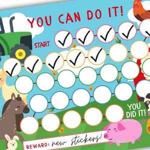 Farm Animal Reward Chart for Children, Tractor Sticker Chart, Potty ...