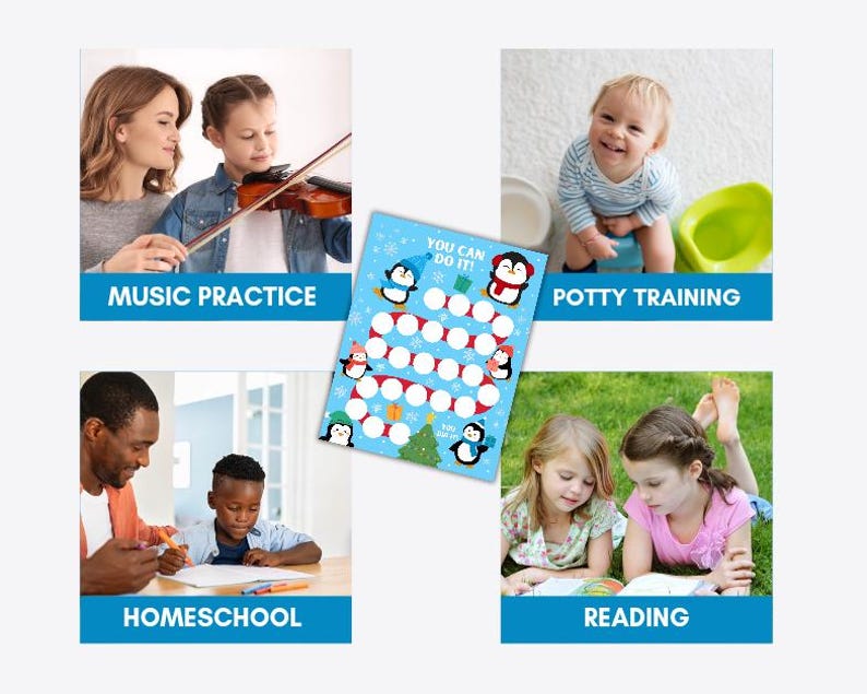 Christmas Penguin Reward Chart: Toddler Potty Training, School ...