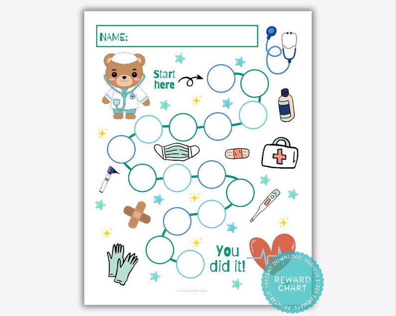Printable Doctor Visit Reward Chart: Fun Kids Behavior Tracker (PDF ...