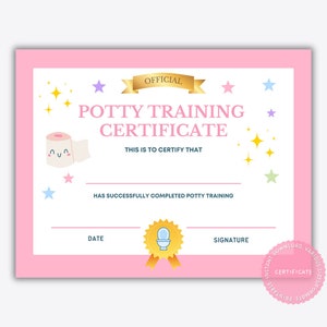 Potty Training Certificate, Toilet Training Diploma, Potty Training ...