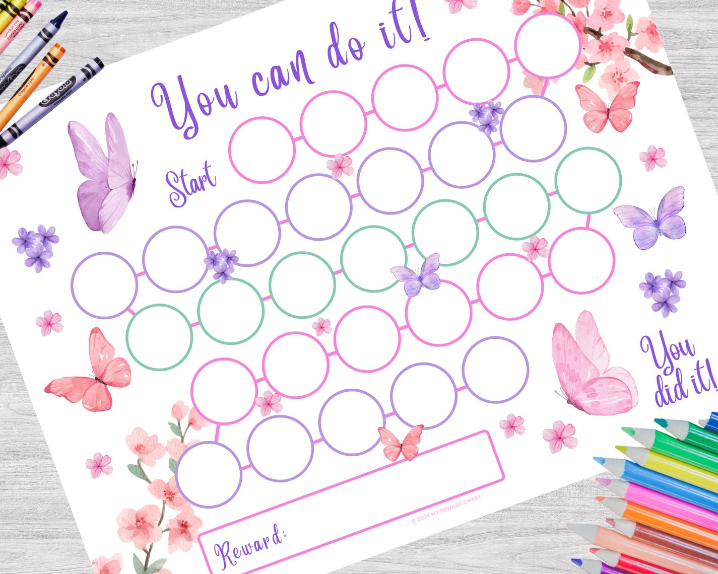 Butterfly Spring Reward Chart: Potty Training, Behavior (PDF, PNG, JPG ...