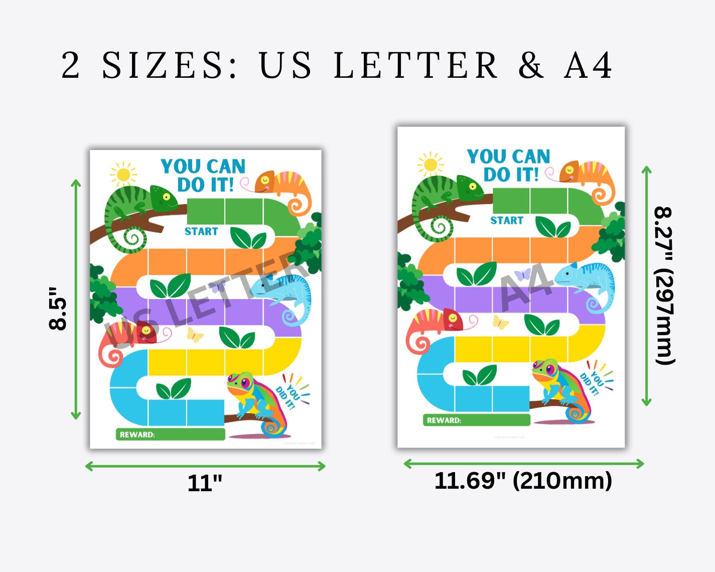 Chameleon Reward Chart Printable: Kids Behavior, Potty Training (PDF ...