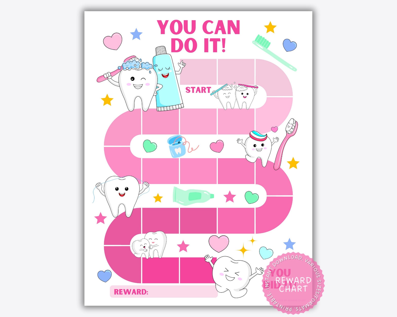 Reward Chart, Brush Your Teeth Reward Chart, Kids Reward Chart, Teeth ...