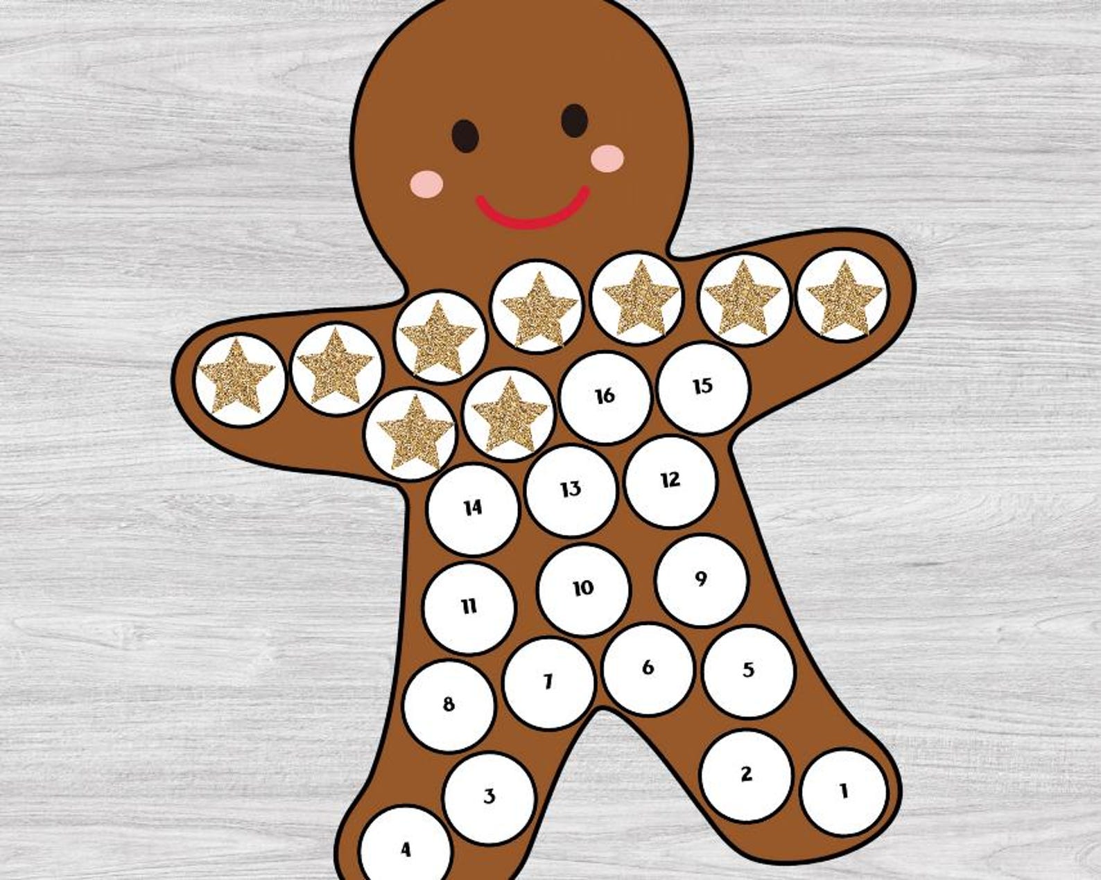 Printable Christmas Countdown, 25 Days Until Christmas, Gingerbread ...