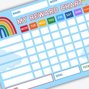 Rainbow Chore Chart Printable, Kids Reward Chart, Music Practice Chart ...