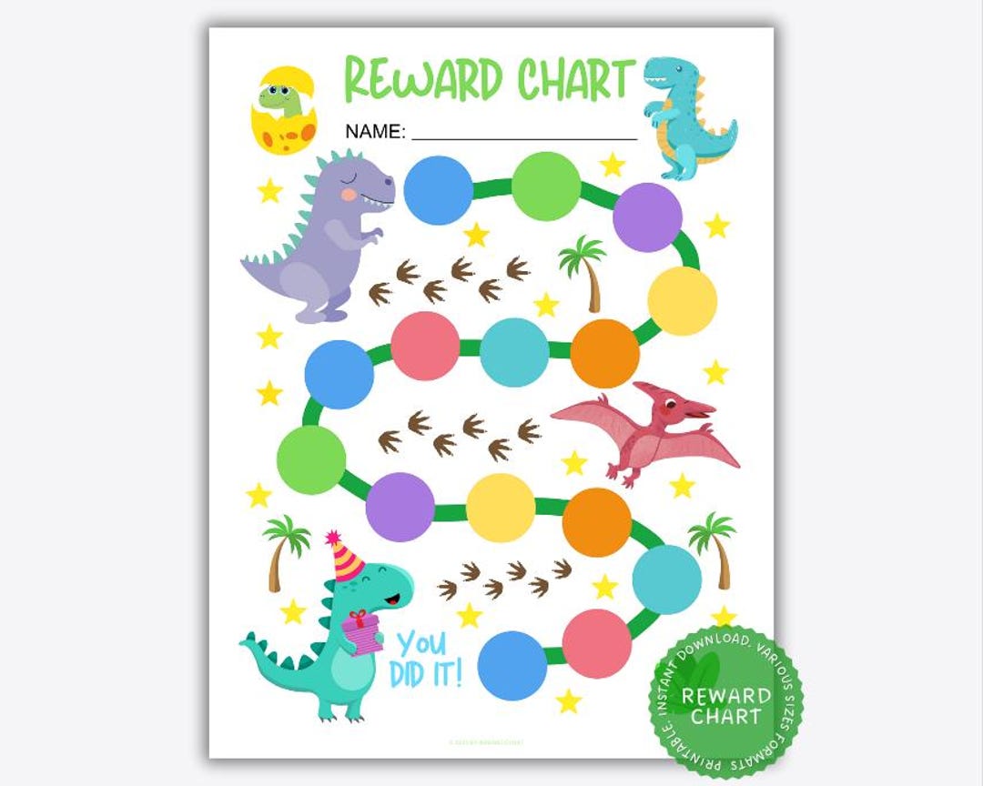 Dinosaur Potty Training Chart, Printable Sticker Chart for Kids, Reward ...