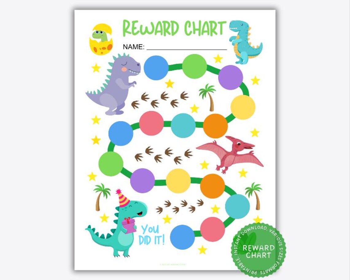 Dinosaur Potty Training Reward Chart: Kids' Sticker Chart (PDF) - Etsy