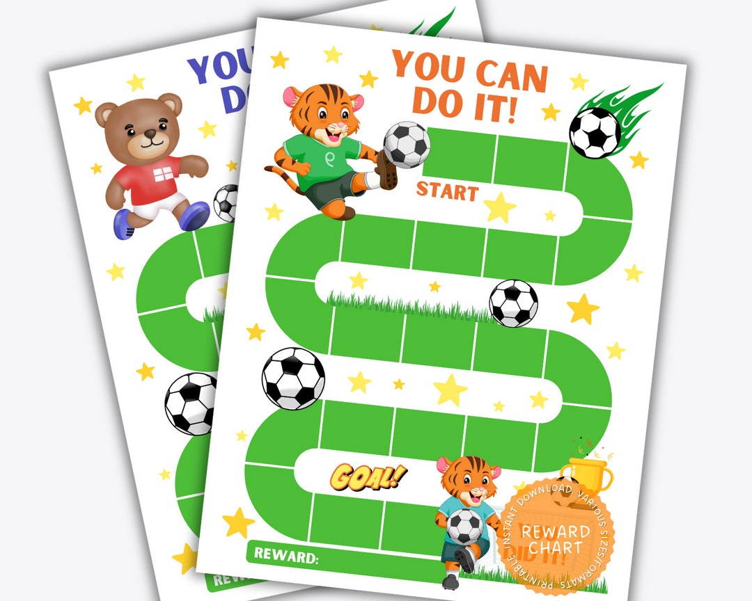 Printable Reward Chart Kids, Soccer Reward Chart, Reach Goals, Sport ...
