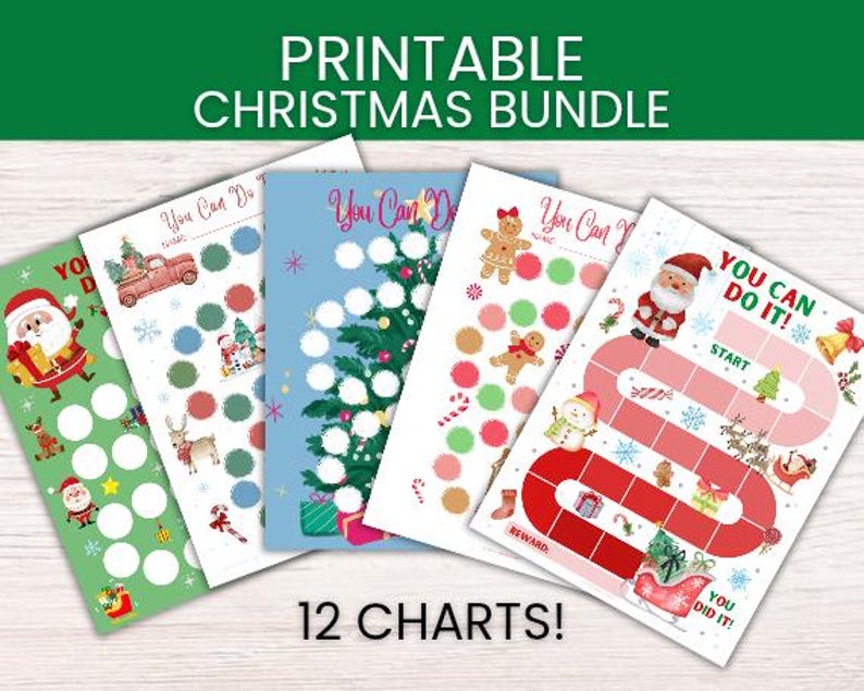 Christmas Reward Chart Bundle | Printable Holiday Sticker, Behavior ...
