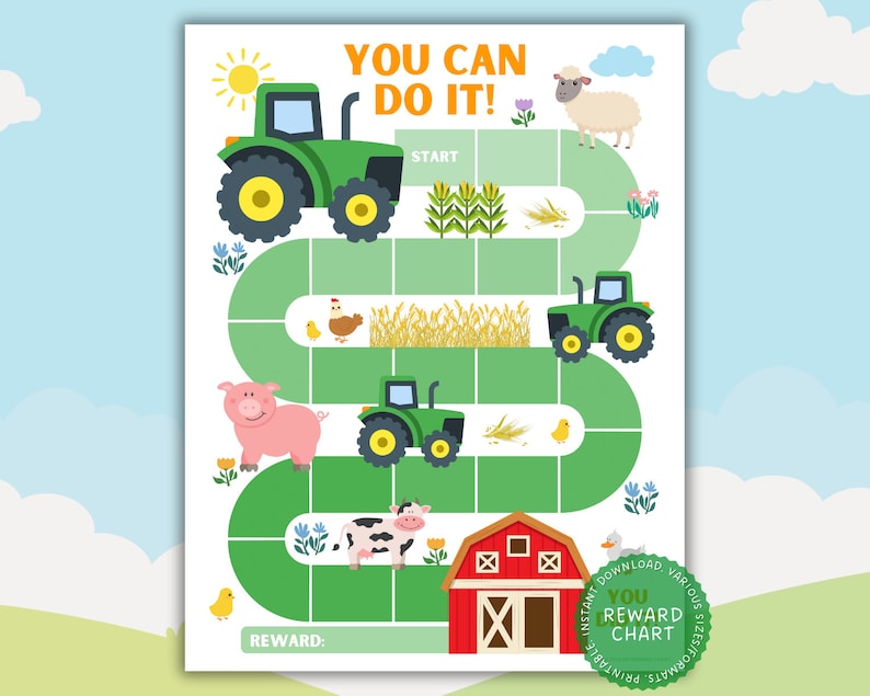 Printable Tractor Reward Chart, Potty Training Chart, Sticker Chart ...