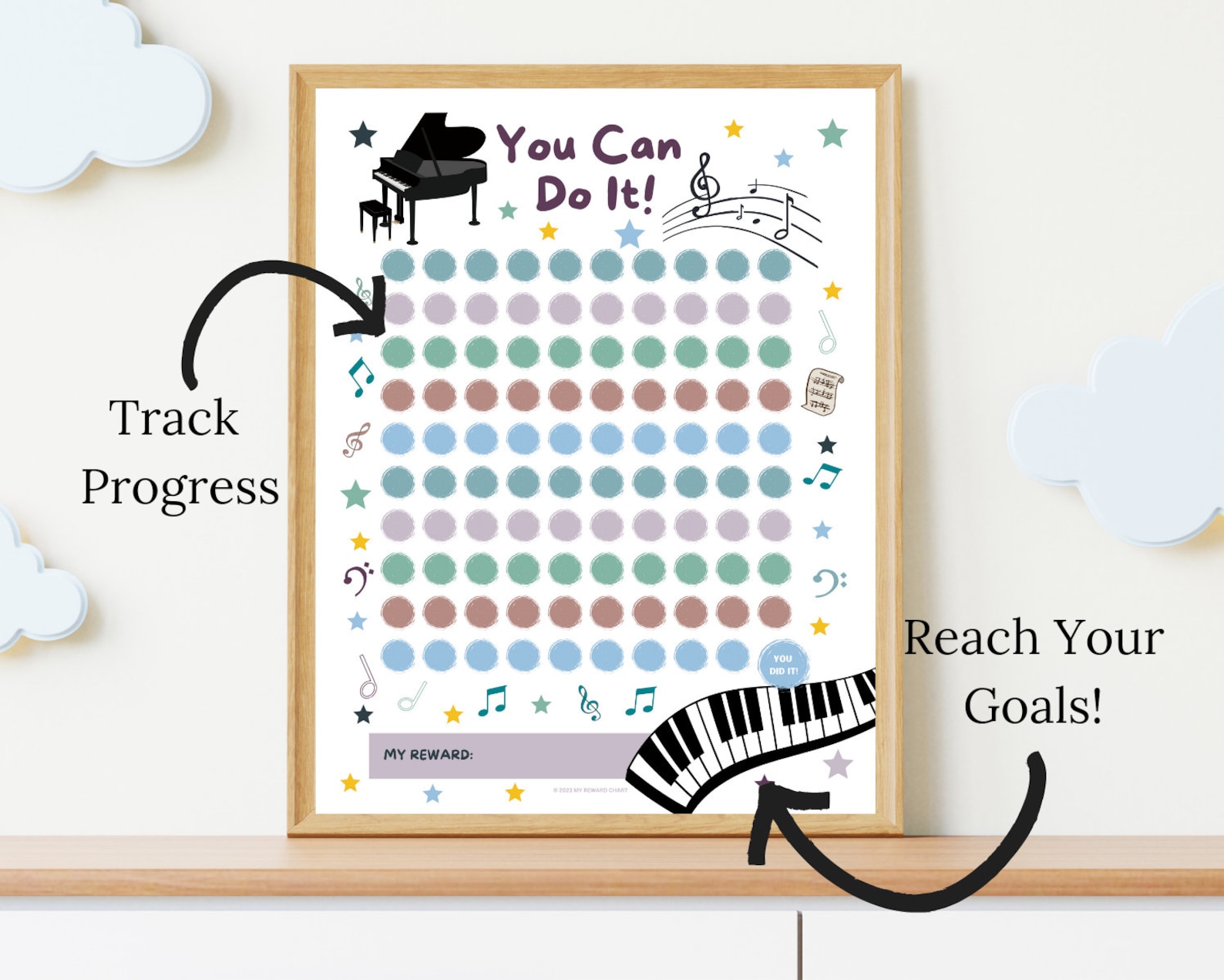 Printable Music Reward Charts, 100-day Practice Chart, Kids Reward ...