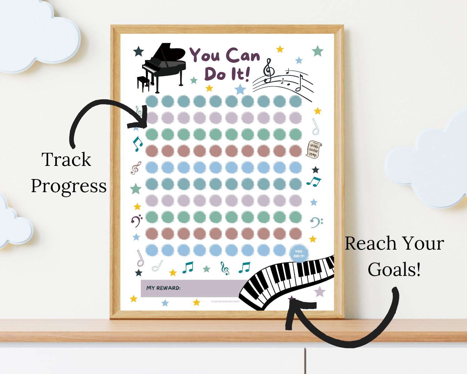 Printable Music Reward Charts, 100-day Practice Chart, Kids Reward ...