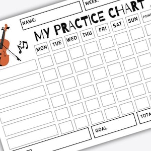 Printable Violin Practice Reward Chart, Violin Practice Chart, Violin ...