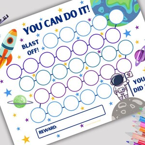 Printable Outer Space Reward Chart for Kids, Potty Training Chart for ...