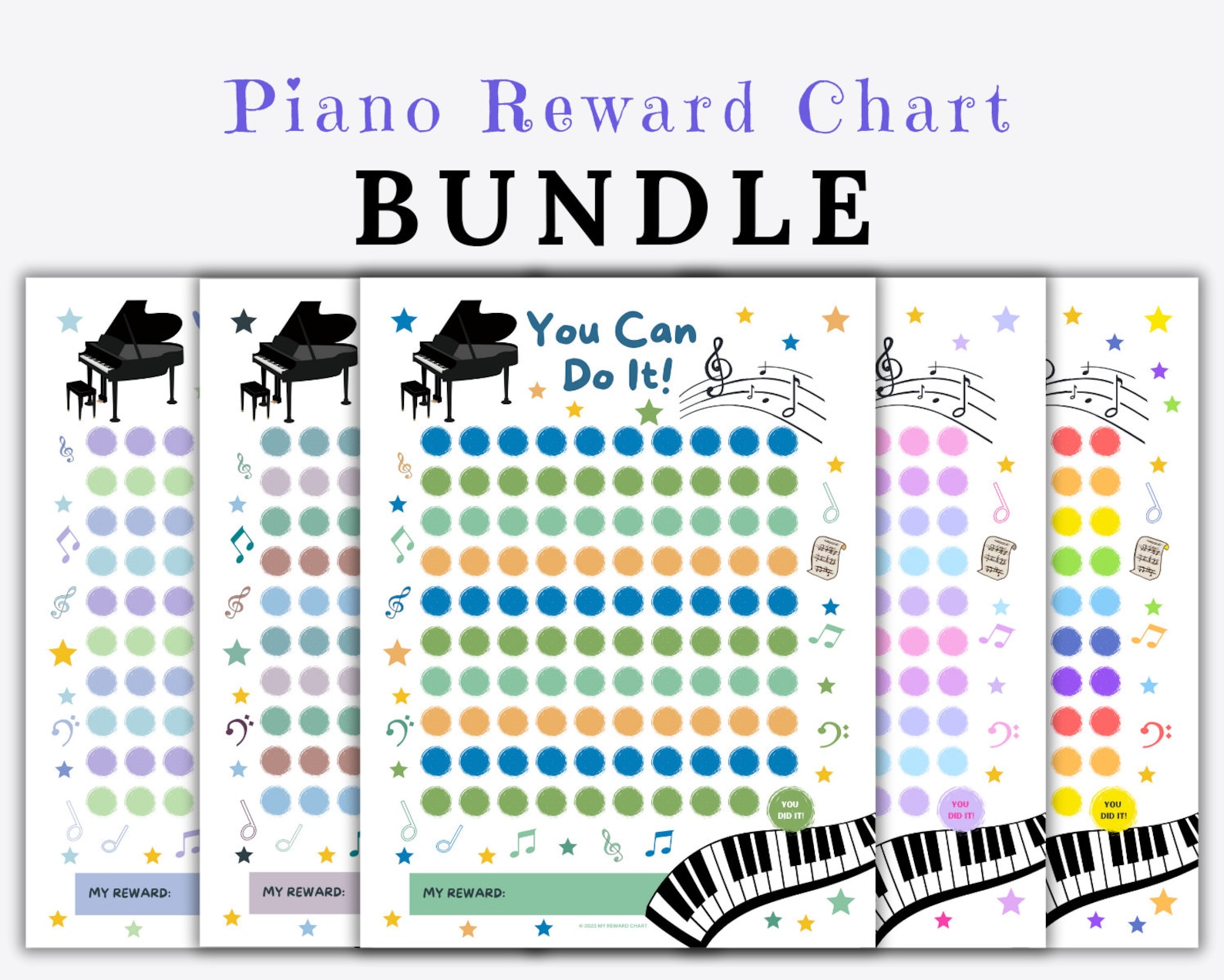 Printable Music Reward Charts, 100-day Practice Chart, Kids Reward ...