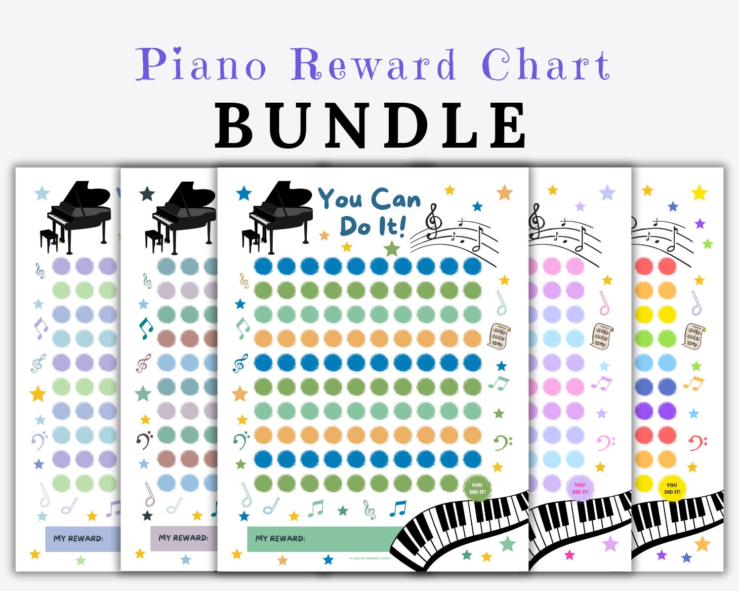 Printable Music Reward Charts, 100-day Practice Chart, Kids Reward ...