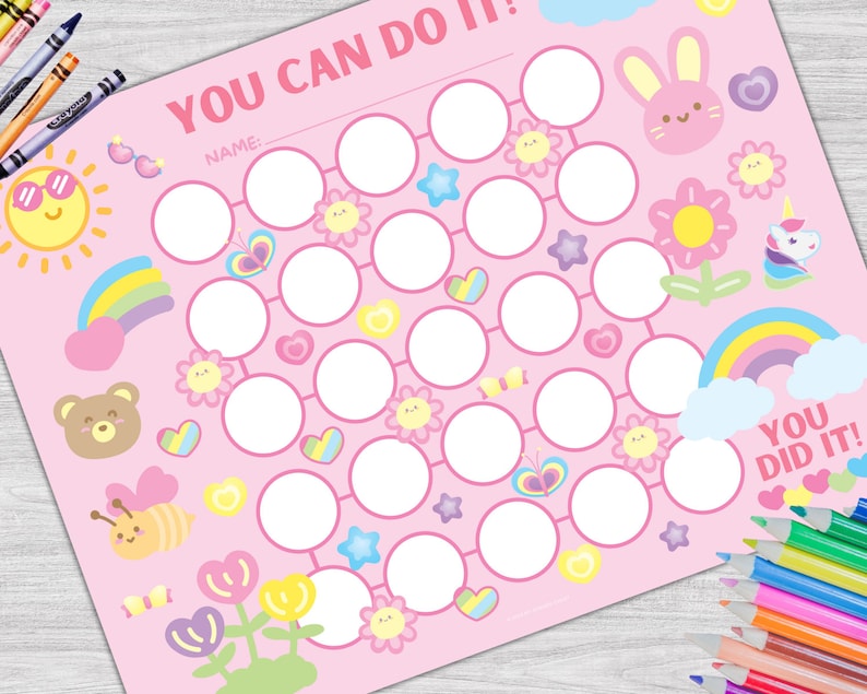 Printable Potty Training Chart for Girls, Kids Reward Chart, Pink ...