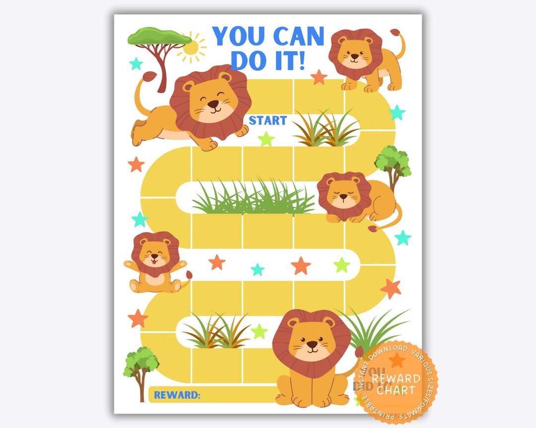 Lion Reward Chart, Kids Reward Chart, Printable Reward Chart, Preschool ...