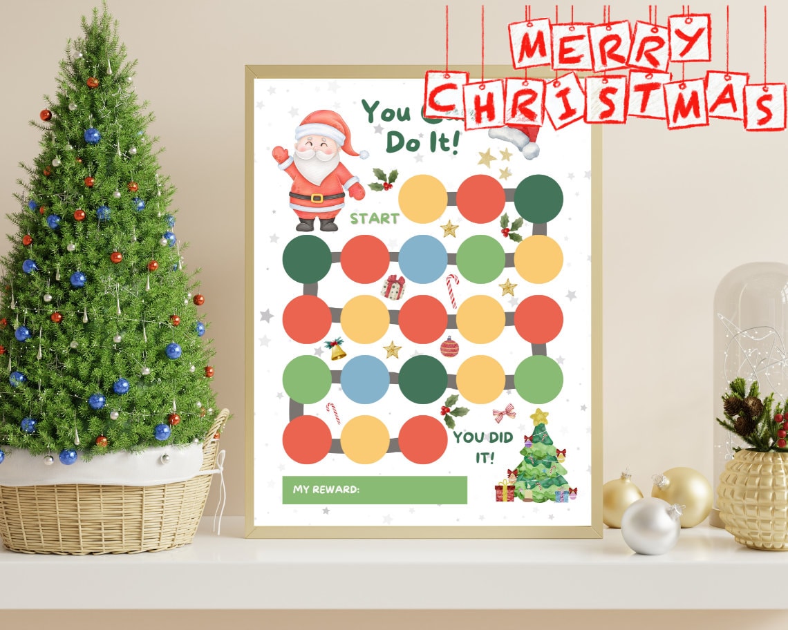 Printable Santa Reward Chart, Reward Chart for Christmas, Holiday ...