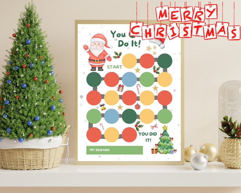 Printable Santa Reward Chart, Reward Chart for Christmas, Holiday ...