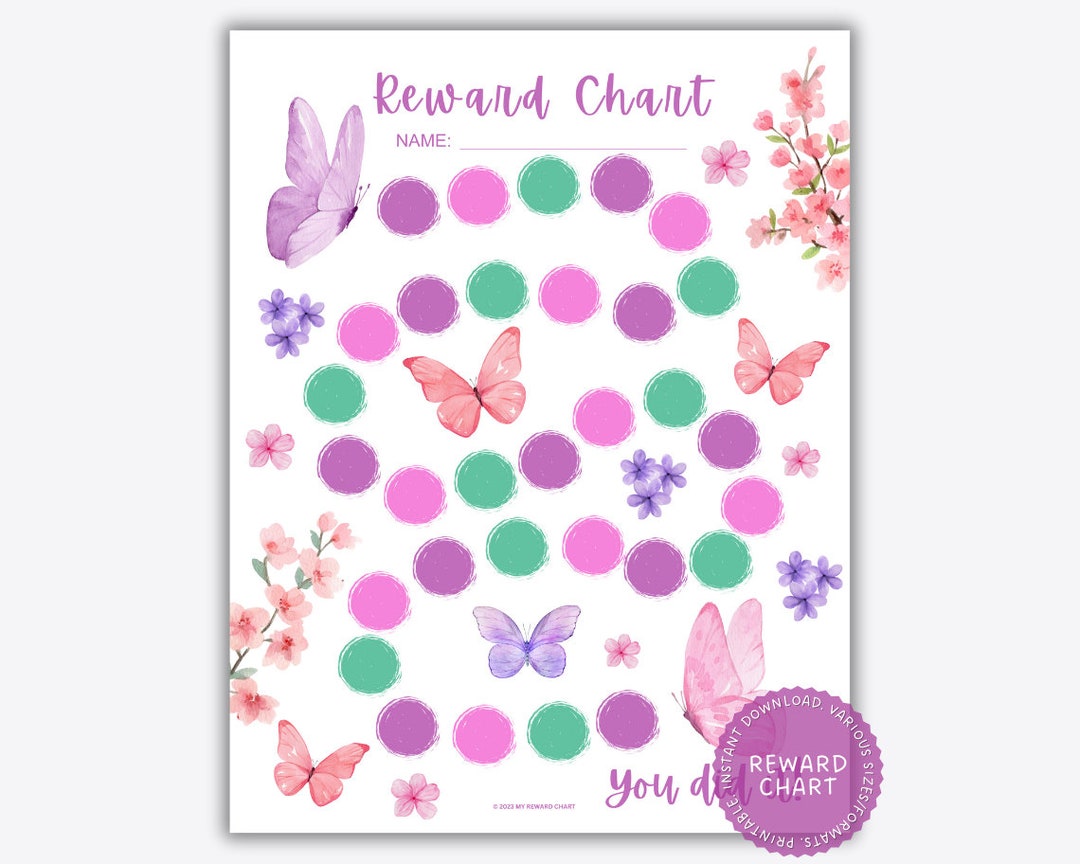 Butterfly Reward Chart, Spring Reward Chart, Printable Potty Training ...