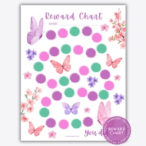 Butterfly Reward Chart, Spring Reward Chart, Printable Potty Training ...
