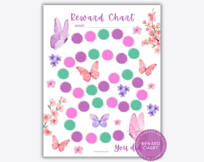 Printable Flower Reward Chart for Girls, Groovy Reward Chart, Pink ...