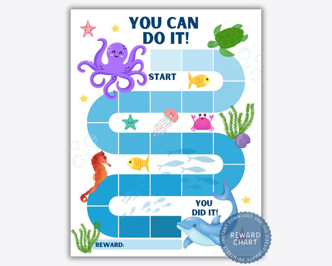 Reward Chart Printable, Kids Reward Chart, Potty Training Chart, Ocean ...