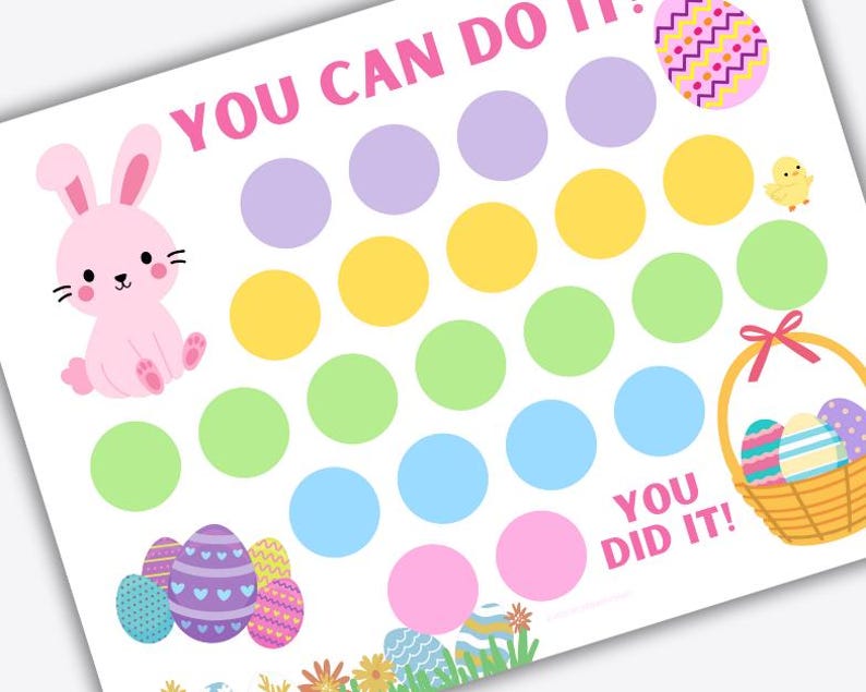 Printable Easter Bunny Reward Chart: Kids Behavior Tracker (PDF, JPG ...