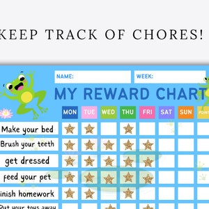 Frog Chore Chart, Printable Chore Chart for Kids, Toddler Routine, Task ...