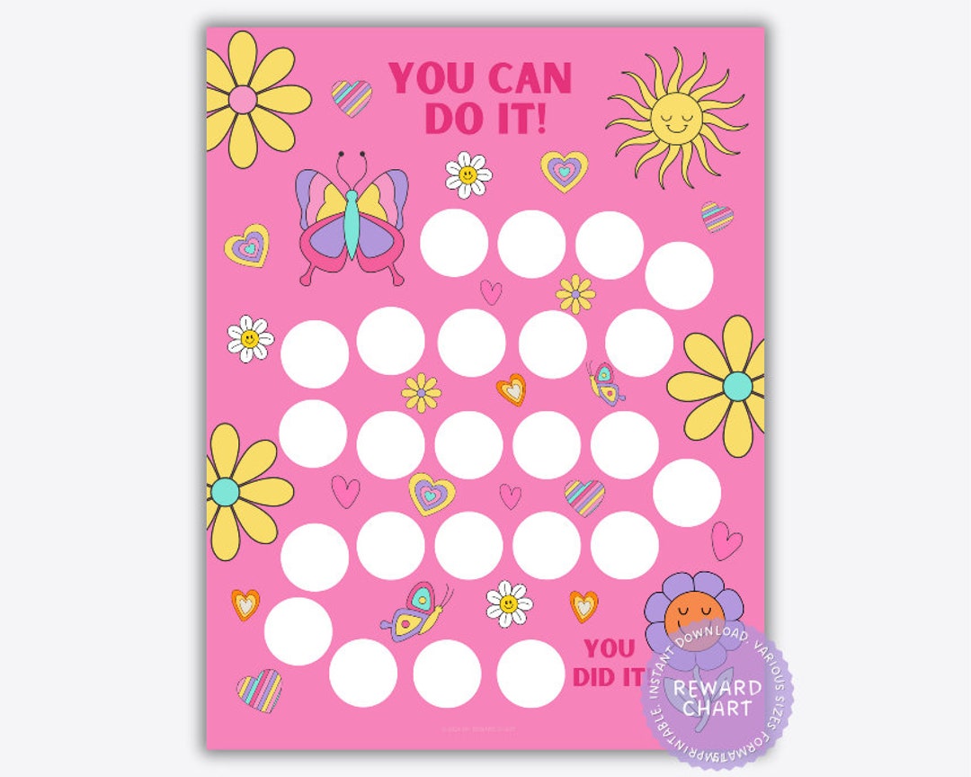 Printable Flower Reward Chart for Girls, Groovy Reward Chart, Flower ...