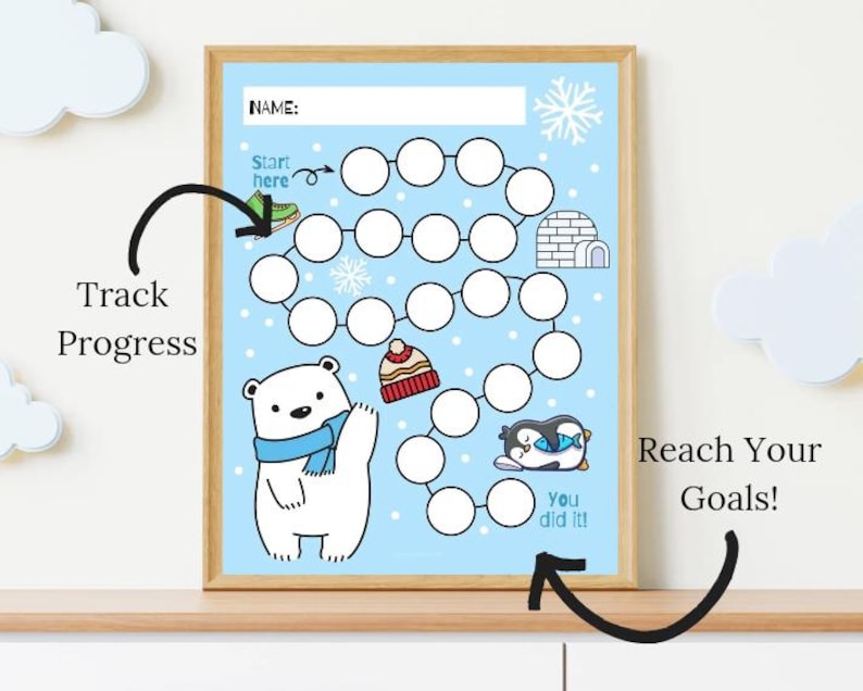 Winter Reward Chart, Polar Bear Sticker Chart, Printable Reward Chart ...