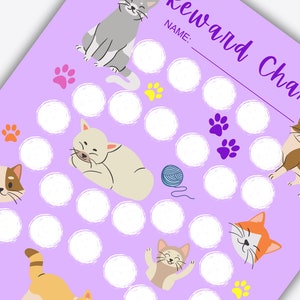 Cat Reward Chart, Printable Reward Chart, Printable Potty Chart for ...