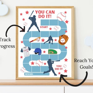 Printable Sports Reward Chart for Kids, Baseball Reward Chart, Boys ...