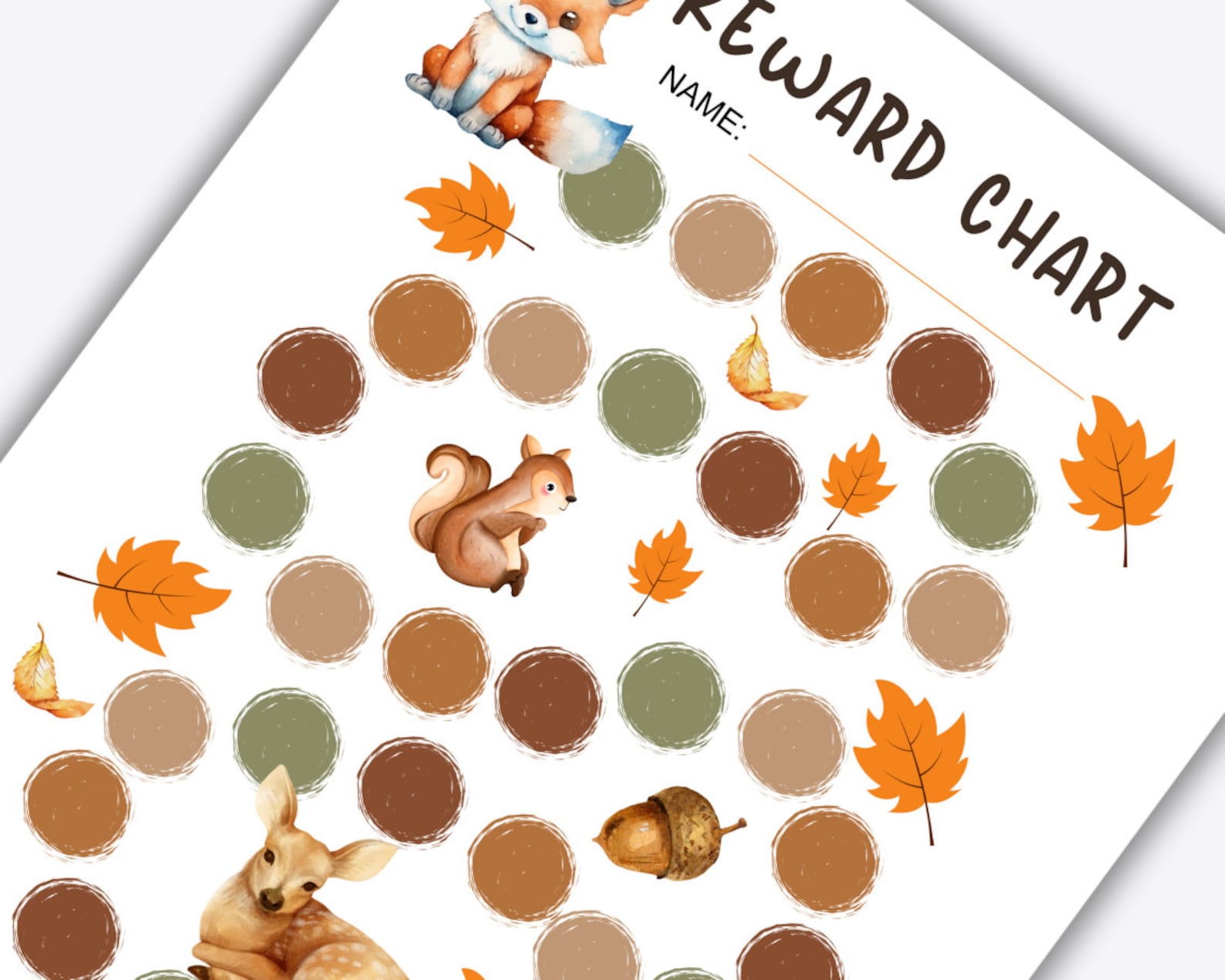 Fall Reward Chart for Kids, Forest Animals Reward Chart, Sticker Chart ...