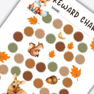 Fall Reward Chart for Kids, Forest Animals Reward Chart, Sticker Chart ...