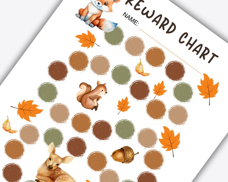 Fall Reward Chart for Kids, Forest Animals Reward Chart, Sticker Chart ...