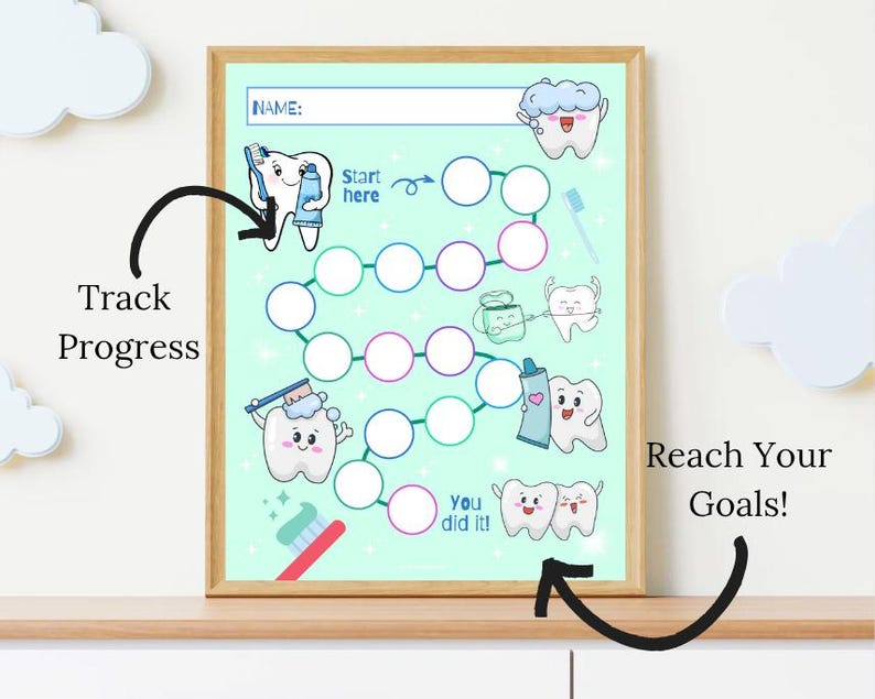 Reward Chart, Kids Brush Teeth Reward Sticker Chart, Behavior Tracker ...